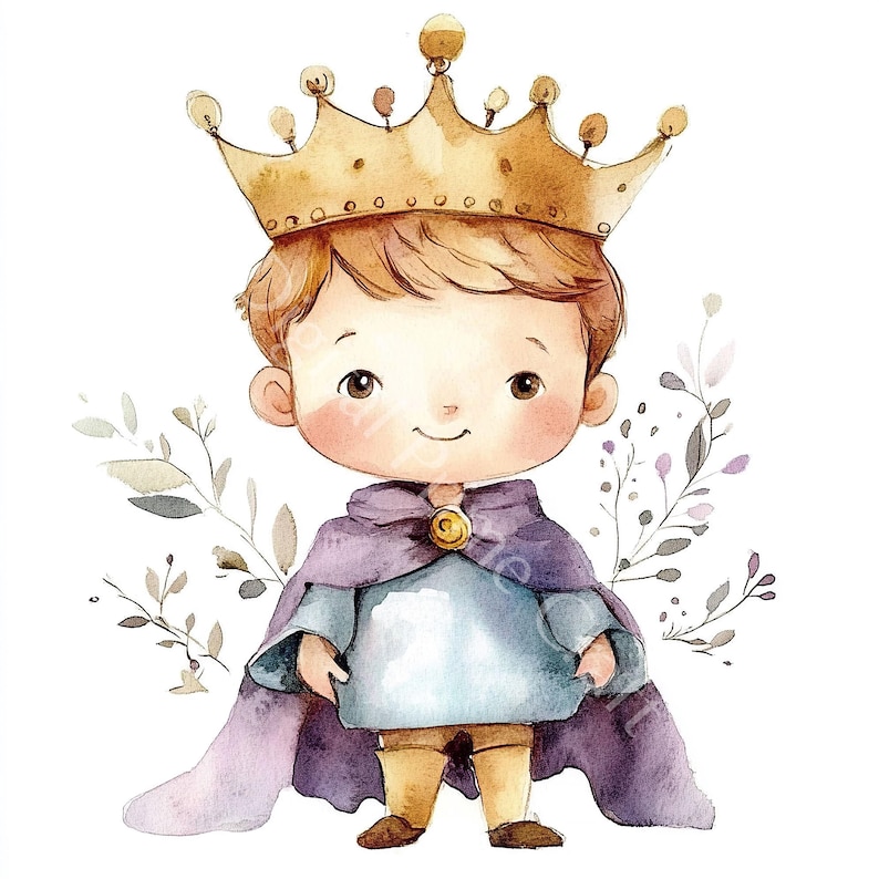 16 Watercolor Baby Boy Clipart, Cute Prince, Nursery Decor, High ...