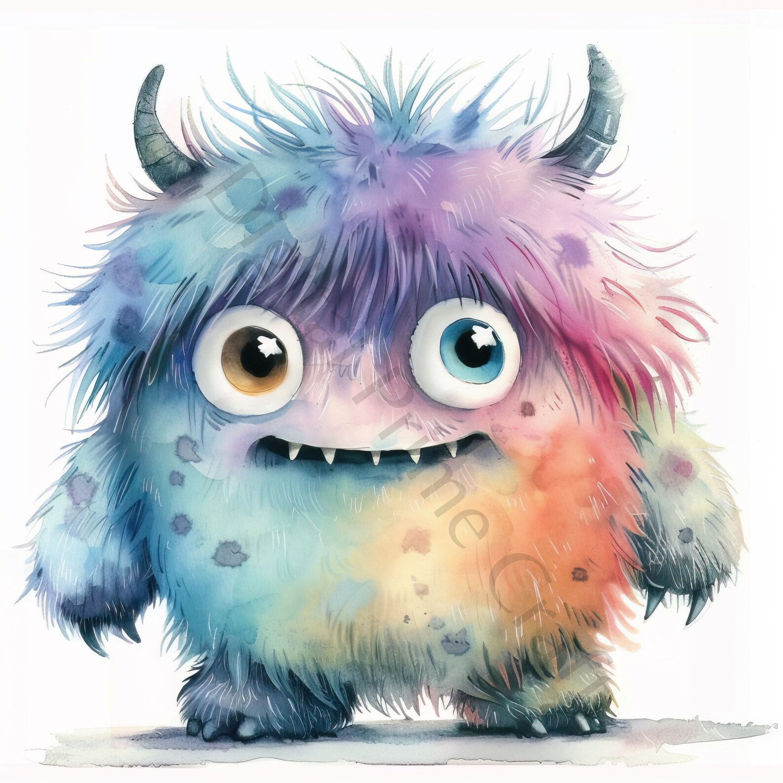 19 Monster Clipart, Cute Watercolor Monster, High Quality Jpgs, Digital ...