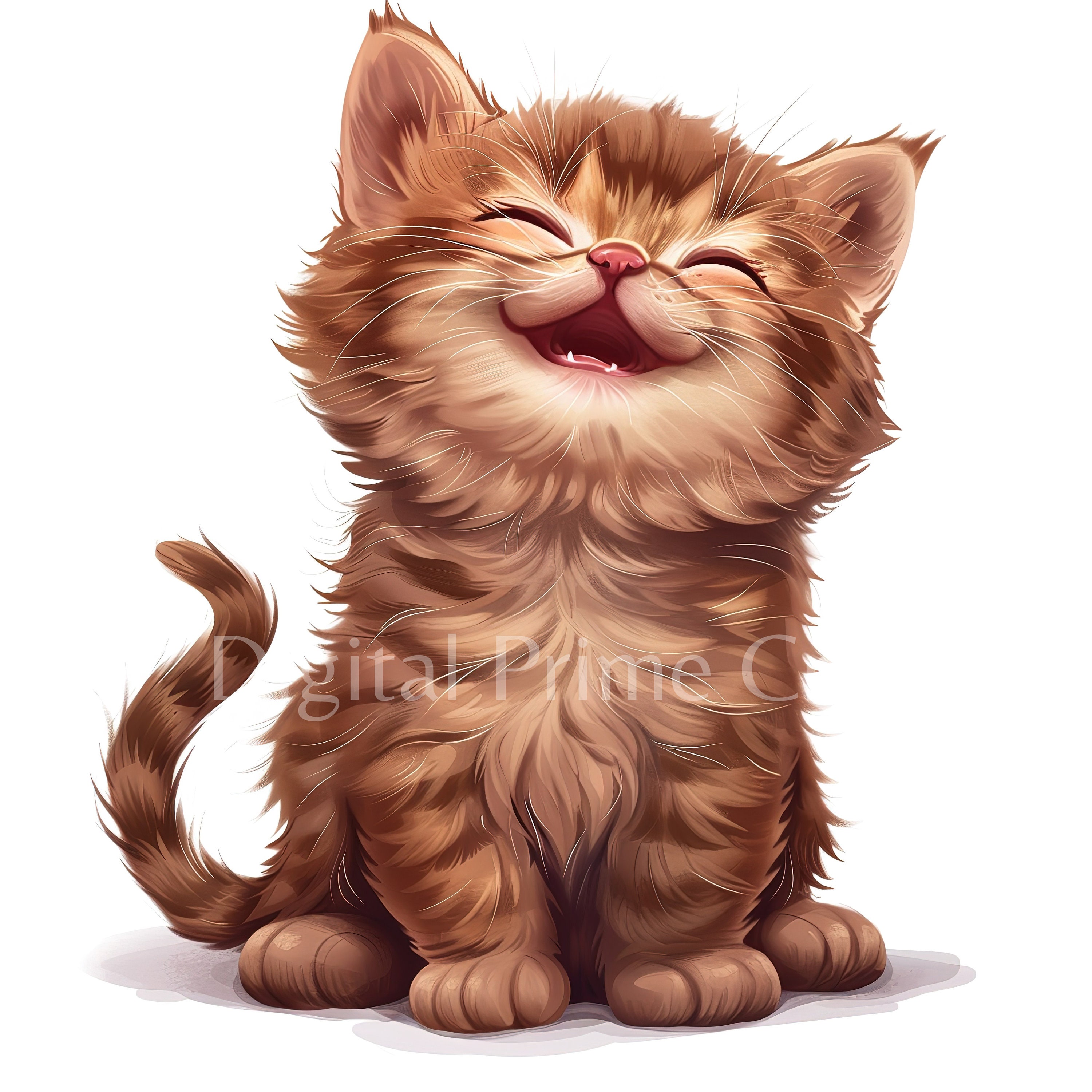 Kitten Clipart, Cat Clipart, Happy Kitten, 10 High Quality Jpgs Digital ...