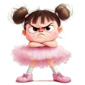 10 Grumpy Girl Clipart, Cute Quirky Girl, High Quality Jpgs, Digital ...