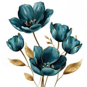 Flowers Clipart, 10 High Quality Jpgs, Digital Download, Watercolor ...