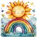 10 Watercolor Sun and Rainbow, Sun Clipart, Nursery Decor, High Quality ...
