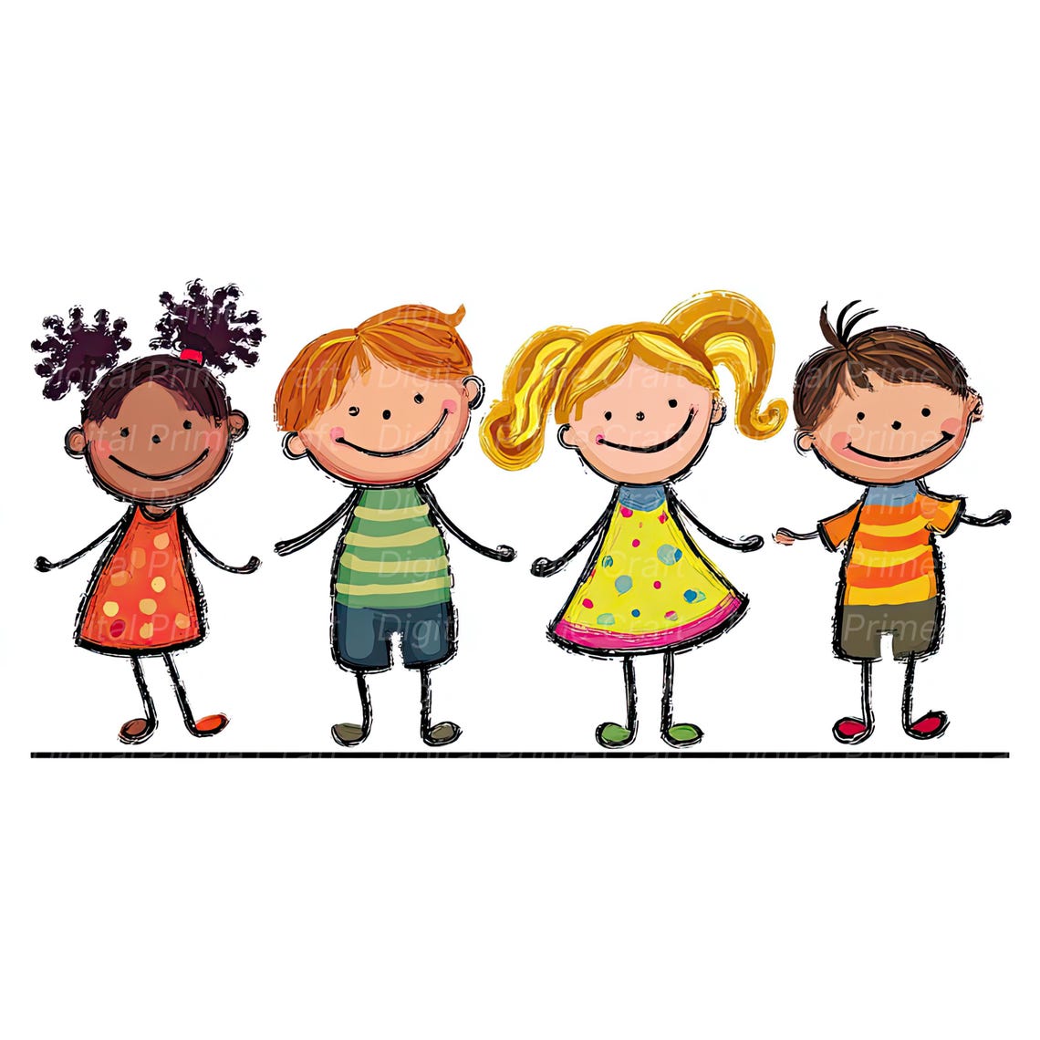 10 Happy Kids Clipart, Kids Clipart, Colorful Kids, High Quality Jpgs ...