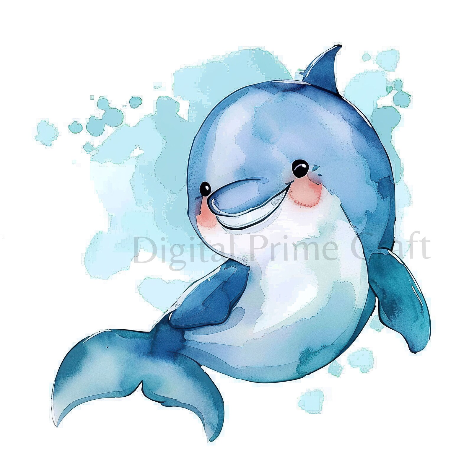12 Watercolor Dolphin Clipart, Water Animal, High Quality Jpg Images ...