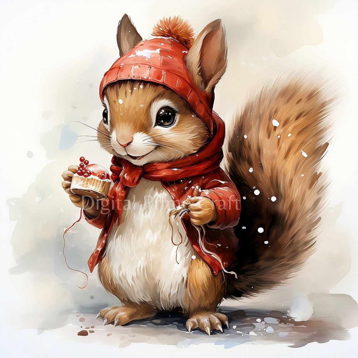Christmas Squirrel Clipart, 8 High Quality JPG Files, Digital Download ...
