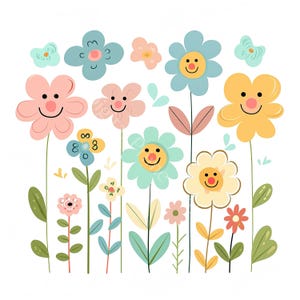 16 Happy Flowers Clipart, Smiling Flowers Clipart, High Quality Jpgs ...