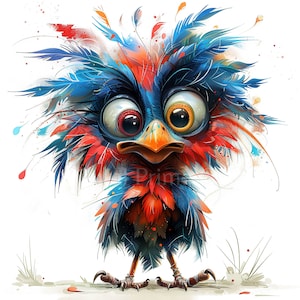 10 Crazy Colorful Bird Clipart, Funny Bird Clipart, High Quality Jpgs ...