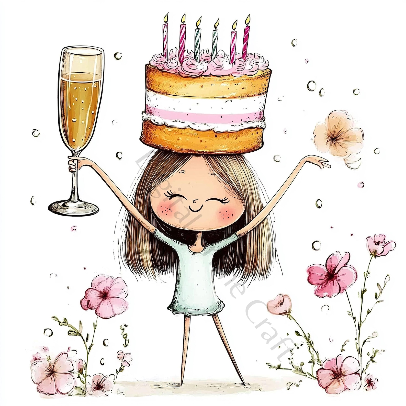 10 Quirky Birthday Girl Clipart, Birthday Clipart, Birthday Girl, High ...
