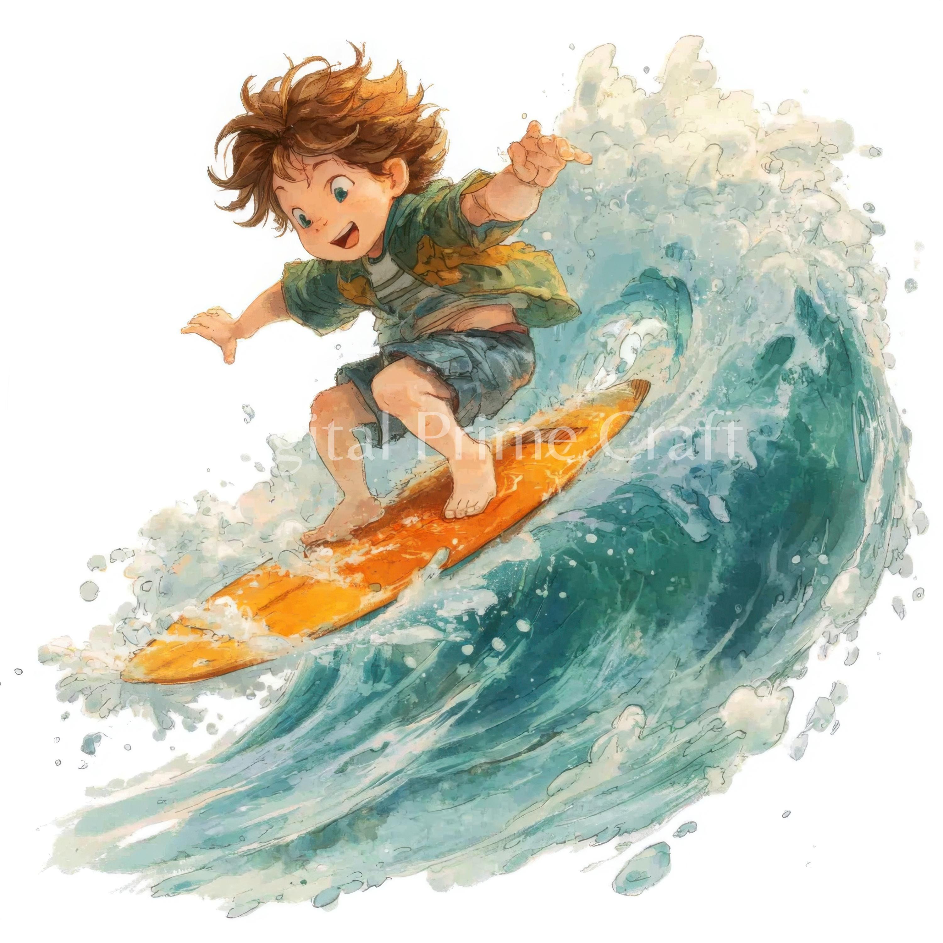 10 Surfing Clipart, Surfing Boy, Fun Clipart, High Quality Jpgs ...