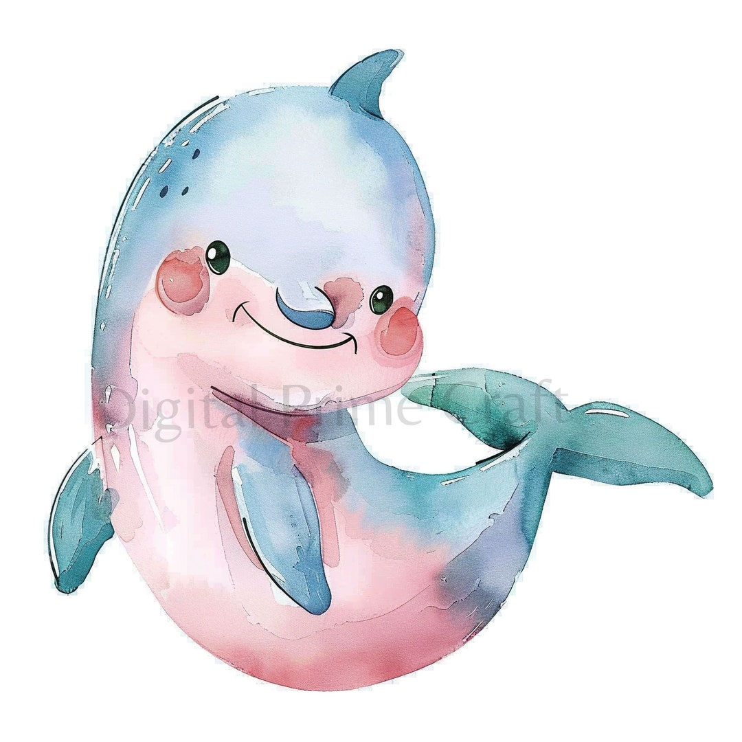 12 Watercolor Dolphin Clipart, Water Animal, High Quality Jpg Images ...