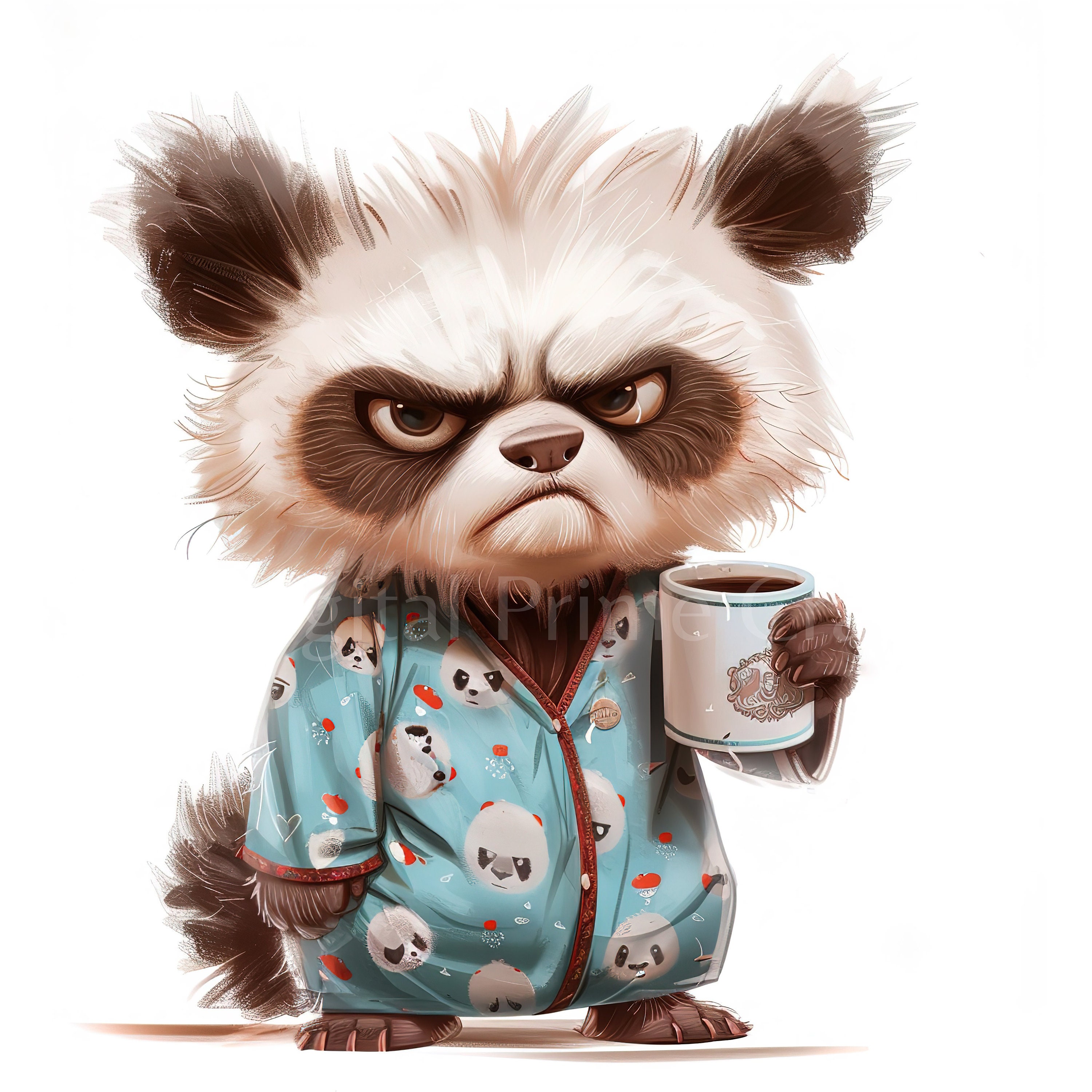 10 Coffee Clipart, Grumpy Panda Clipart, High Quality Jpgs, Digital ...