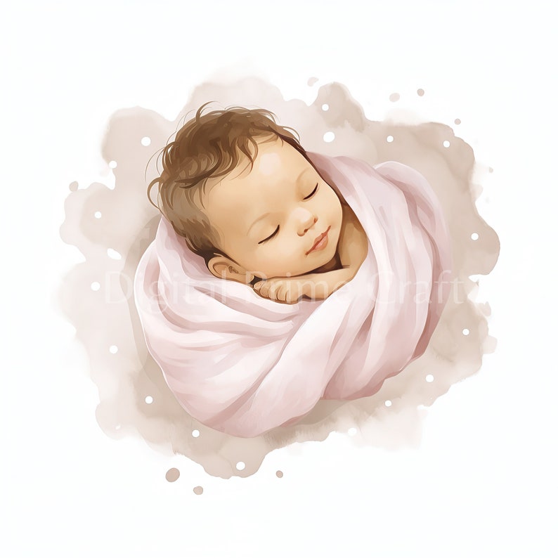 Baby Girl Clipart, Newborn Baby Girl Clipart, 14 High Quality Jpgs ...