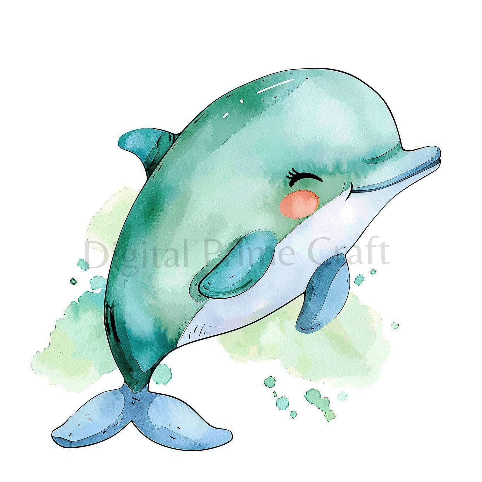 12 Watercolor Dolphin Clipart, Water Animal, High Quality Jpg Images ...