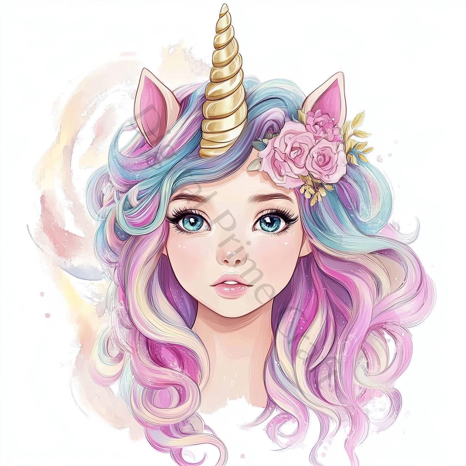 10 Unicorn Girl Clipart, Unicorn Clipart, Watercolor Clipart, High ...