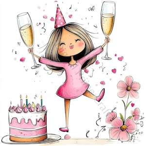 10 Quirky Birthday Girl Clipart, Birthday Clipart, Birthday Girl, High ...