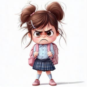 10 Grumpy Clipart, Grumpy School Girl, High Quality Jpgs, Digital ...