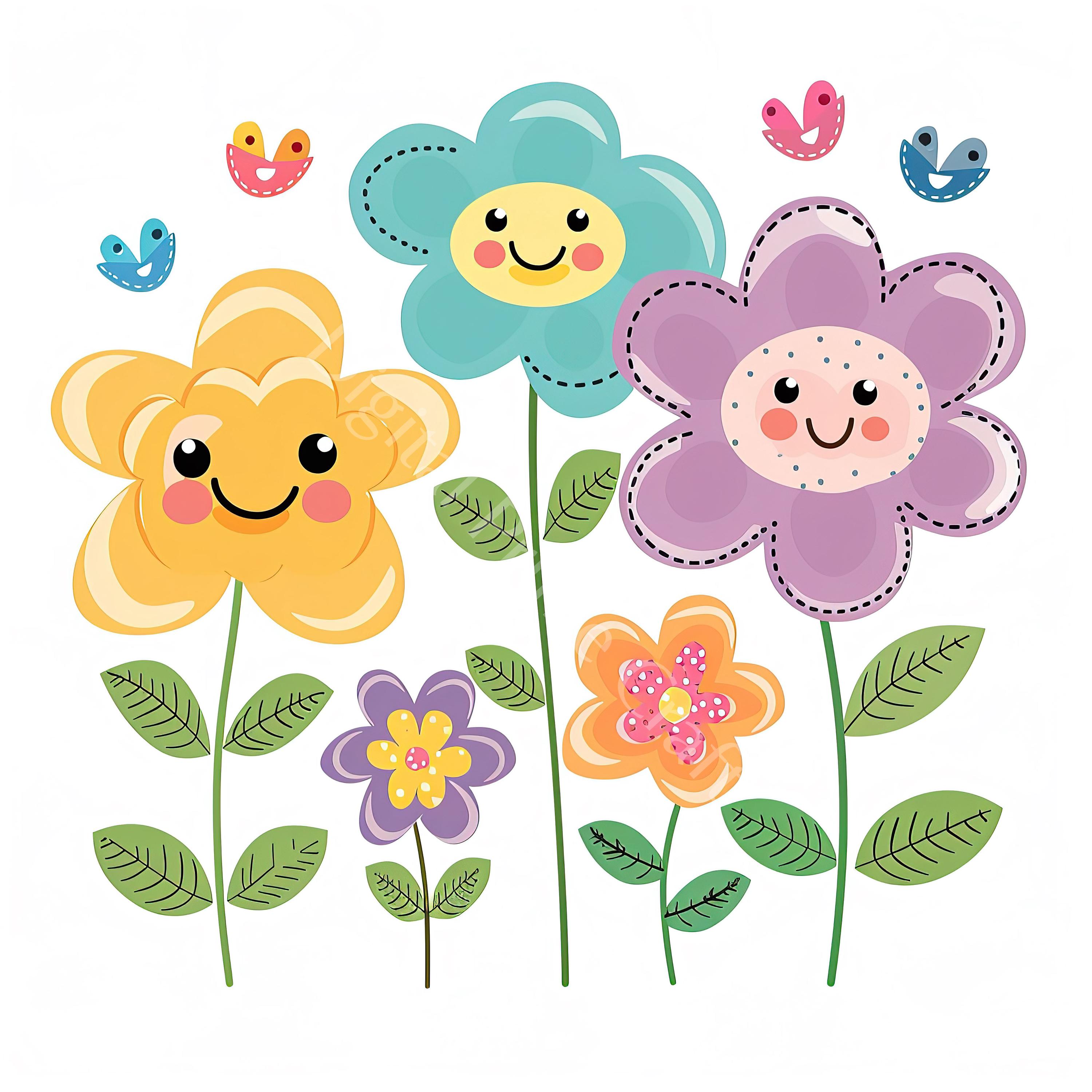 16 Happy Flowers Clipart, Smiling Flowers Clipart, High Quality Jpgs ...