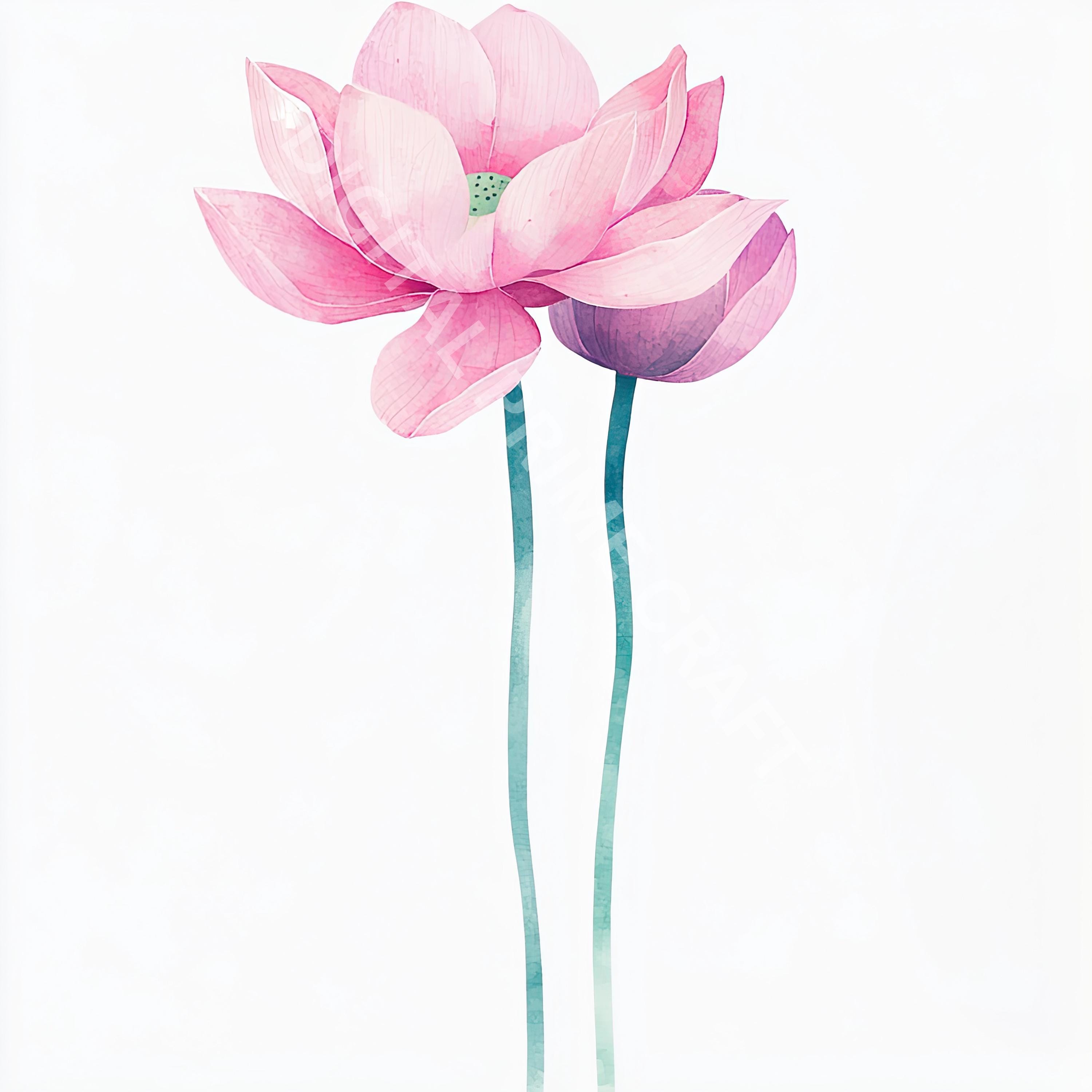 12 Watercolor Lotus Clipart, Flower Clipart, High Quality Jpgs, Digital ...