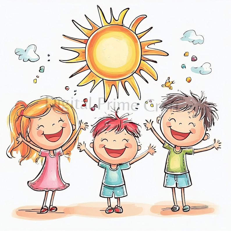 9 Happy Kids Clipart, Kids Clipart, High Quality Jpgs, Digital Download ...