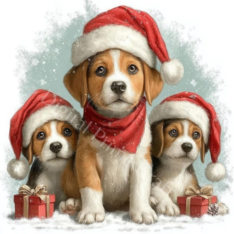 10 Christmas Clipart, Christmas Dog, High Quality Jpgs, Digital ...