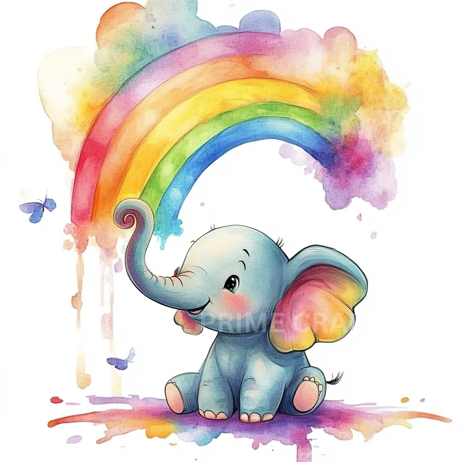 10 Rainbow Elephant Clipart, Baby Elephant Clipart, High Quality Jpgs ...