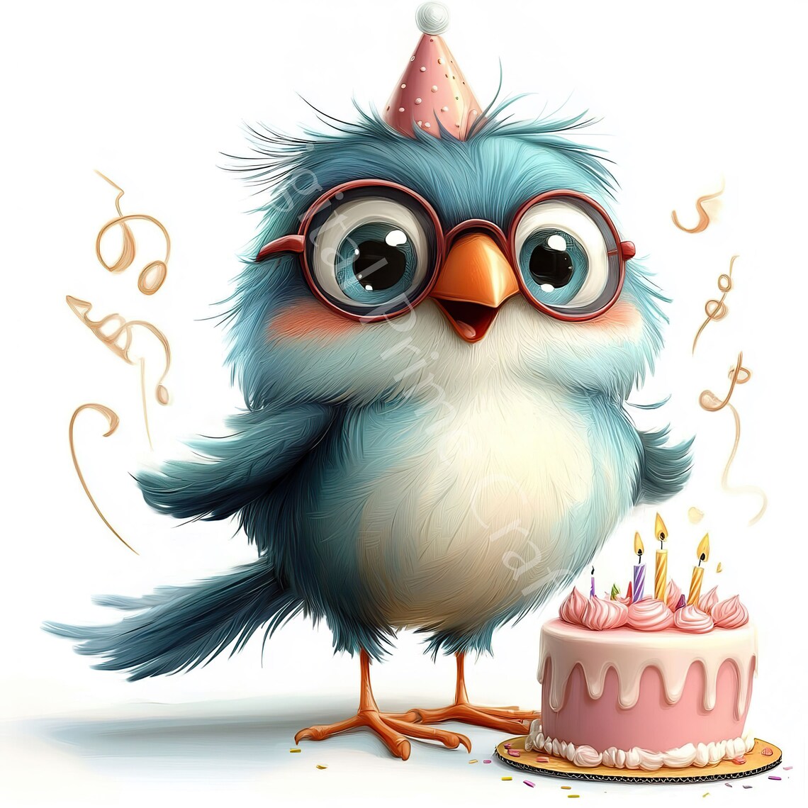 18 Funny Bird and Cake Clipart, Birthday Party Clipart, High Quality ...