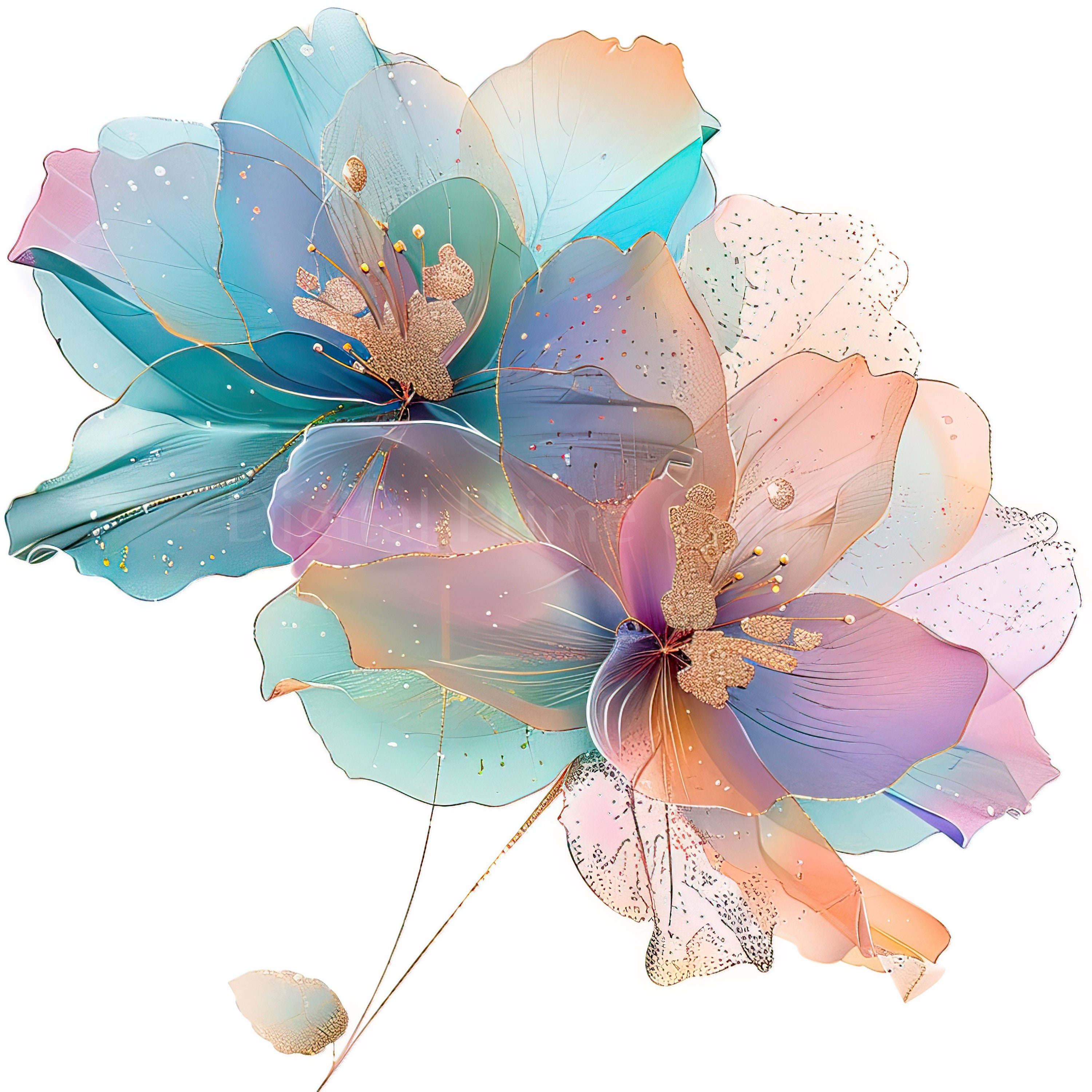 10 Abstract Flowers Clipart, High Quality Jpgs, Digital Download ...