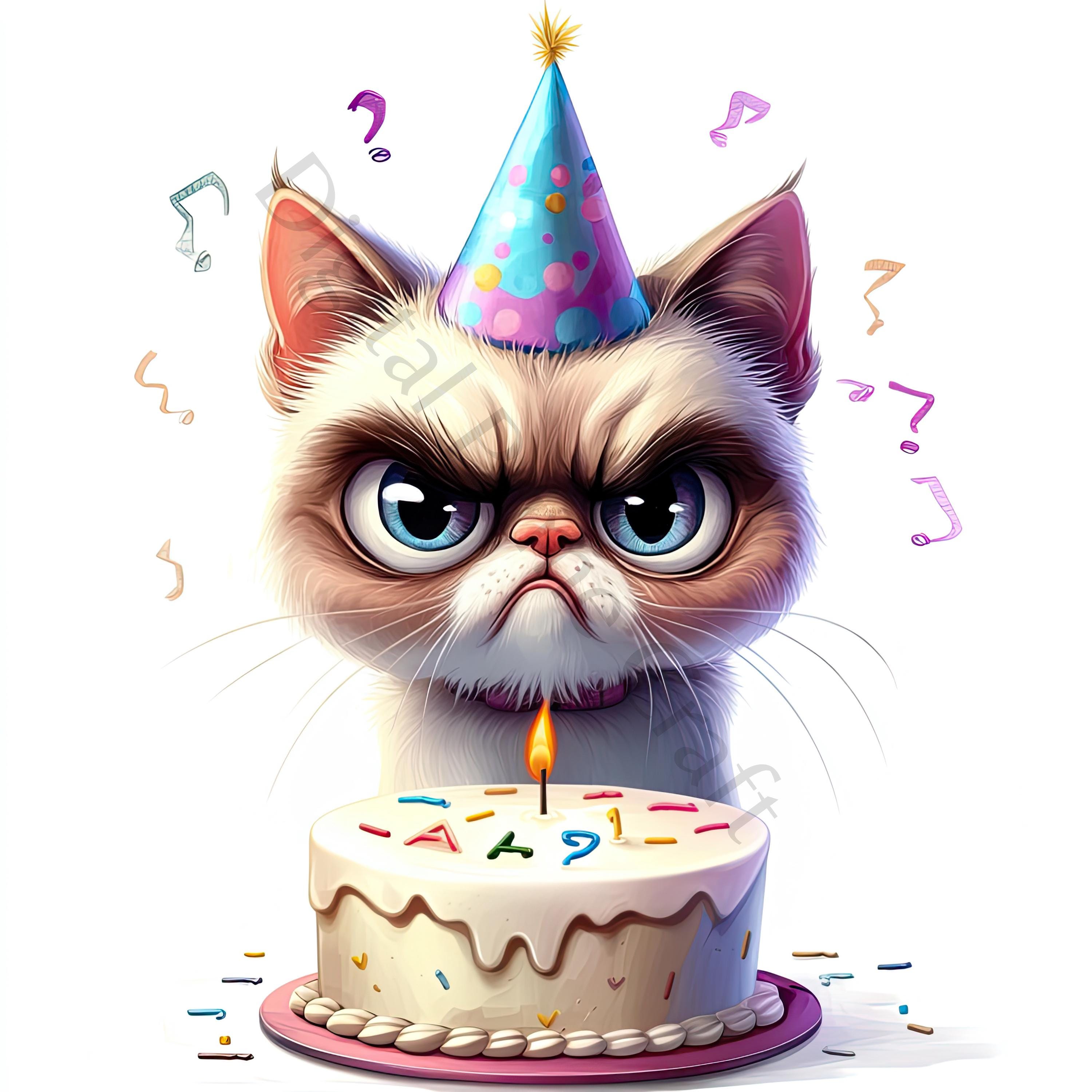10 Cat Birthday Clipart, Grumpy Cat Birthday, High Quality Jpgs ...