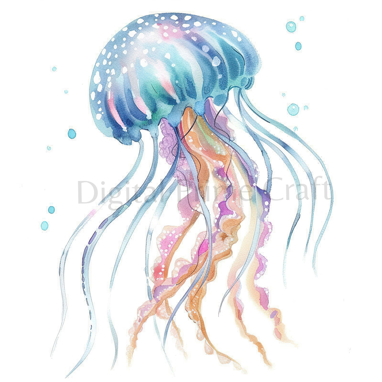 14 Jelly Fish Clipart, Watercolor Jelly Fish, High Quality Jpg Files ...