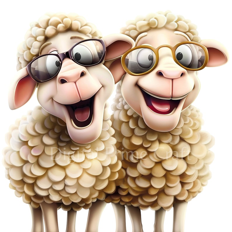 10 Funny Sheep Clipart, High Quality Jpgs, Digital Download, Watercolor ...