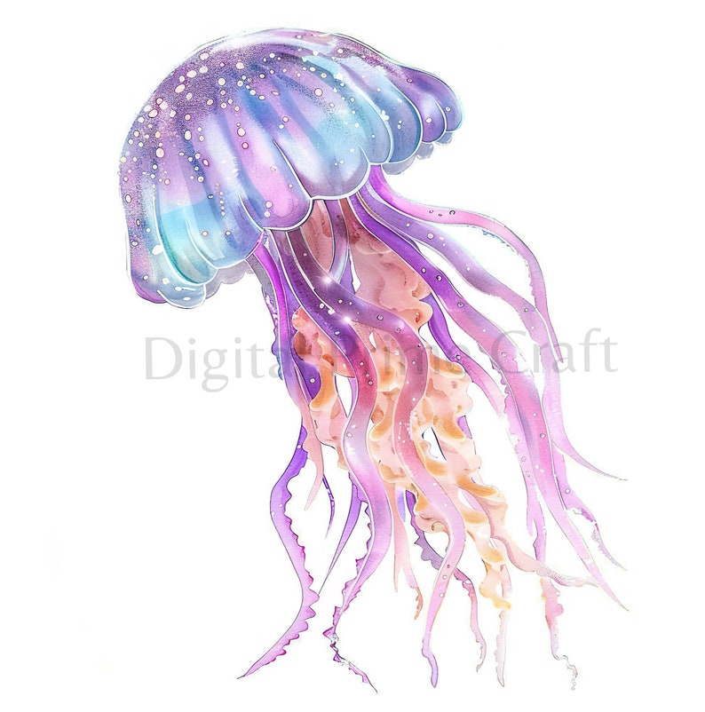 14 Jelly Fish Clipart, Watercolor Jelly Fish, High Quality Jpg Files ...