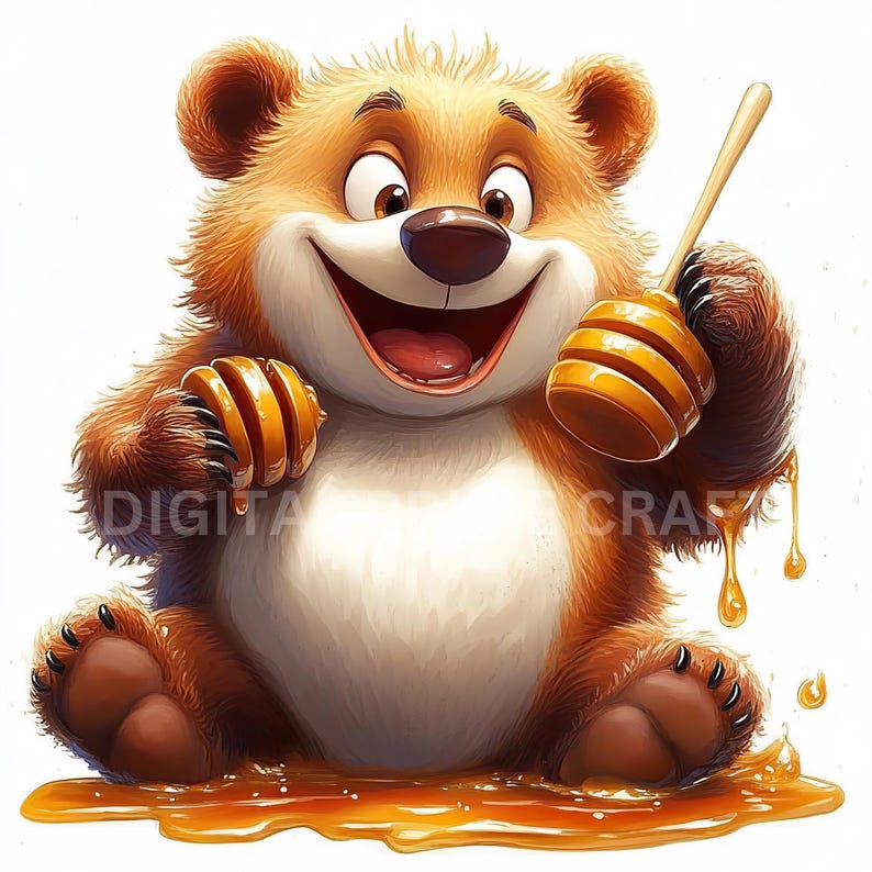 10 Honey Bear Clipart, Bear Clipart, Honey Clipart, High Quality Jpgs ...