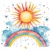 10 Watercolor Sun and Rainbow, Sun Clipart, Nursery Decor, High Quality ...
