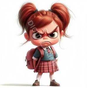 10 Grumpy Clipart, Grumpy School Girl, High Quality Jpgs, Digital ...