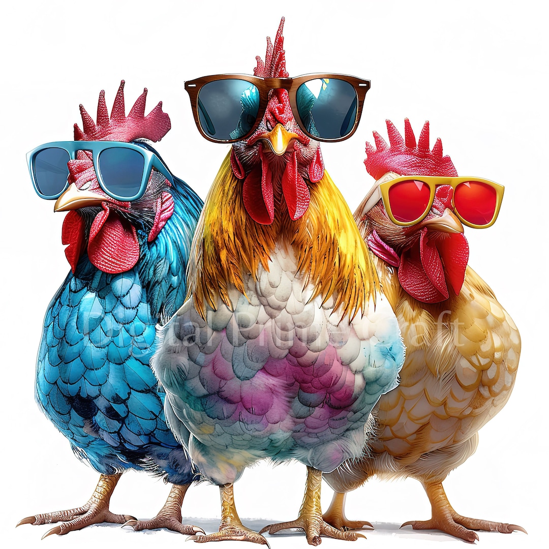 10 Chicken Clipart, Funny Animal Clipart, High Quality Jpgs, Digital ...