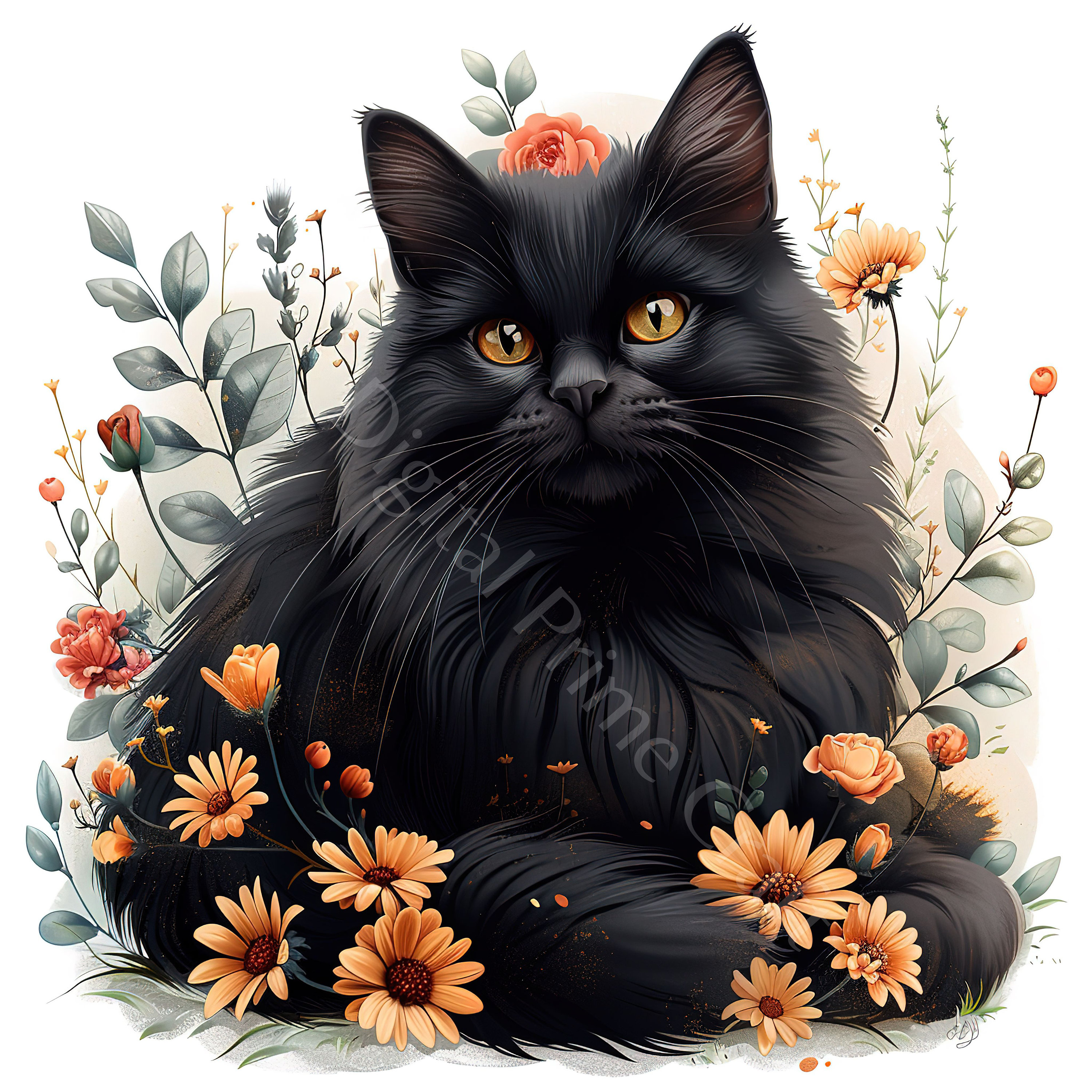 12 Cat in Flowers Clipart, Kitten Clipart ,high Quality JPG Files ...