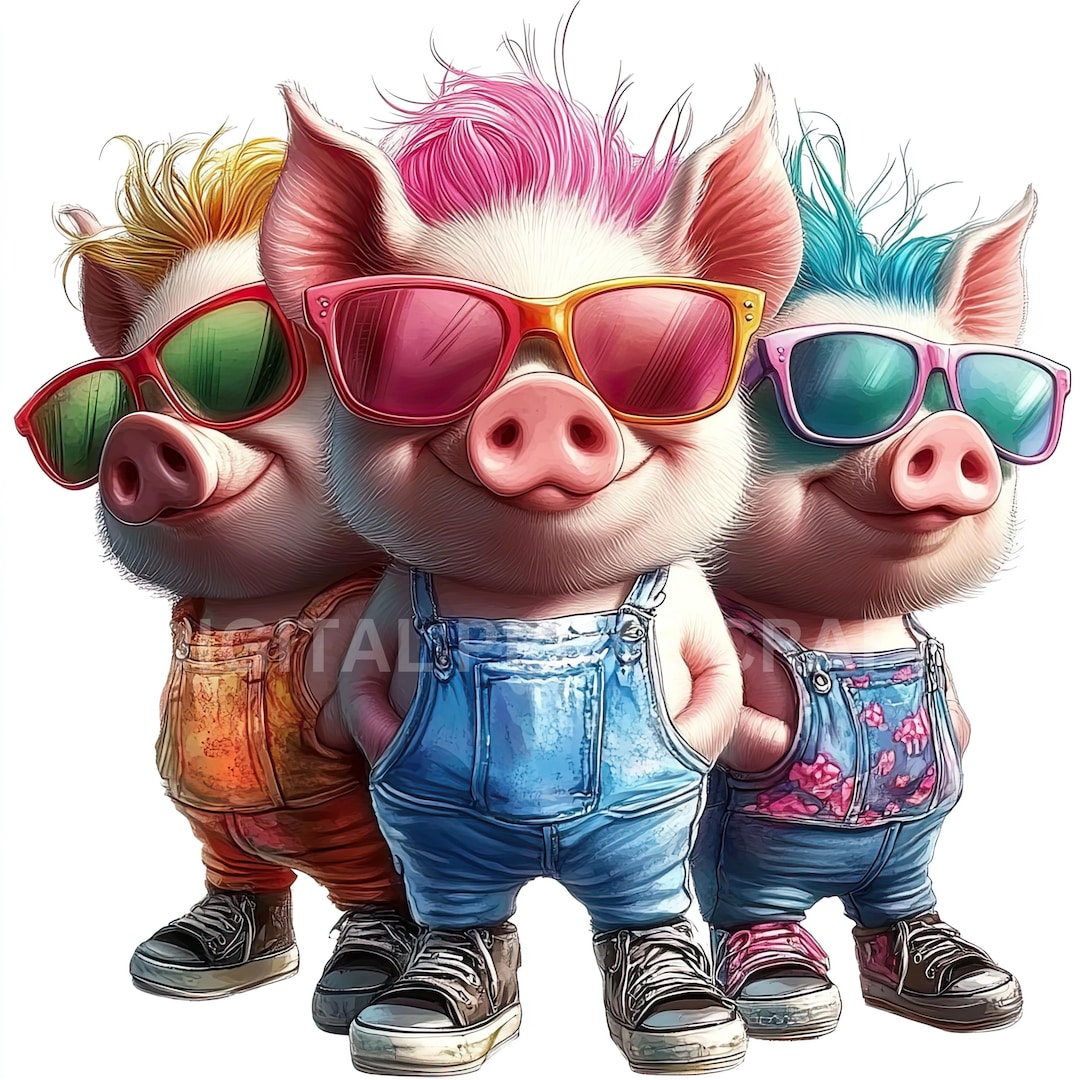 10 Pig Clipart, Funny Animal Clipart, High Quality Jpgs, Digital ...