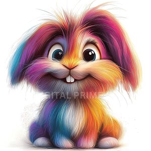 10 Colorful Bunny Clipart, Rabbit Clipart, High Quality Jpgs, Digital ...