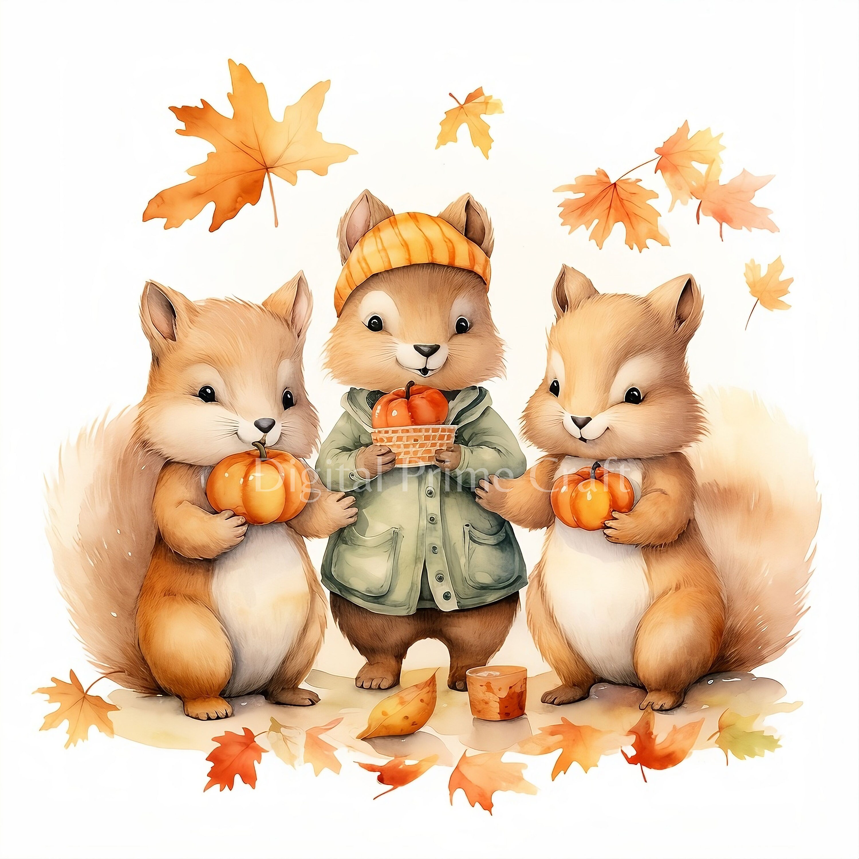 Thanksgiving Clipart, Cute Animals, 8 High Quality Jpgs, Digital ...