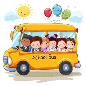 10 School Bus Clipart, School Clipart, Happy Kids, High Quality Jpgs ...