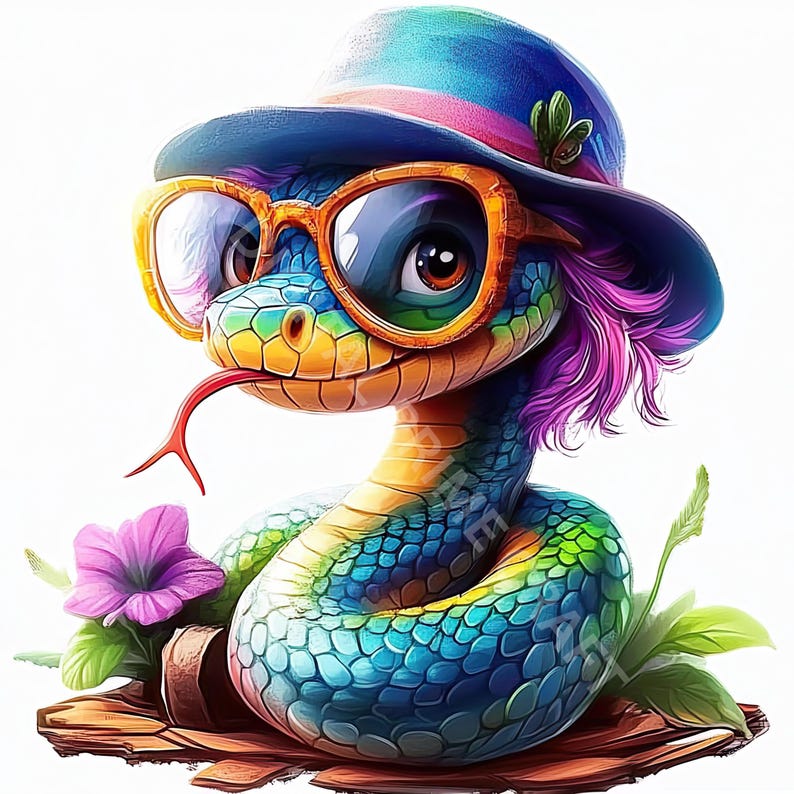 10 Snake Clipart, Funny Animal Clipart, High Quality Jpgs, Digital ...