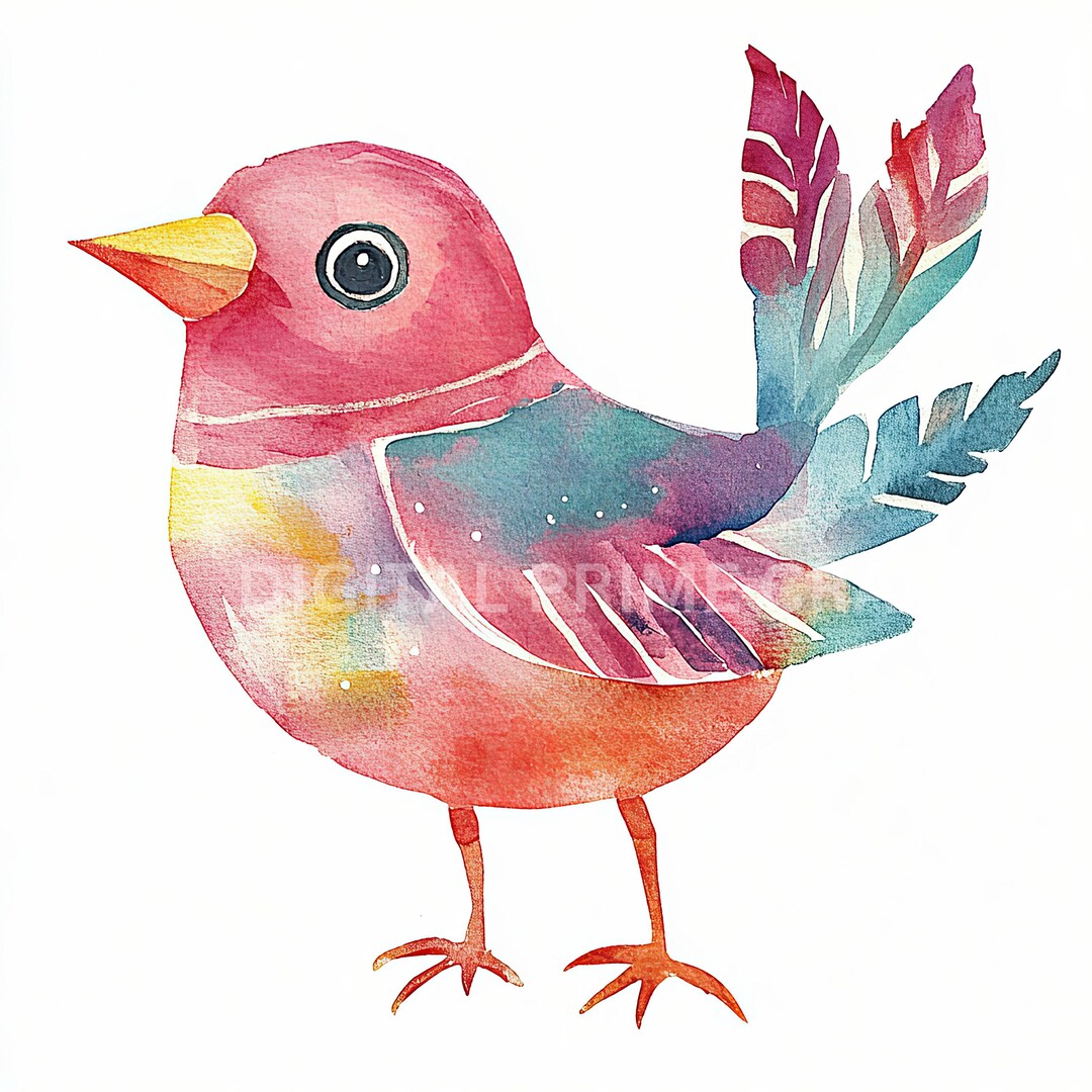 12 Abstract Bird Clipart, Watercolor Bird Clipart, High Quality Jpgs ...