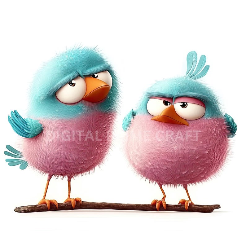 10 Funny Bird Clipart, Crazy Bird Clipart, High Quality Jpgs, Digital ...