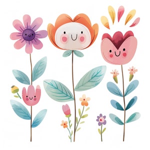 16 Happy Flowers Clipart, Smiling Flowers Clipart, High Quality Jpgs ...