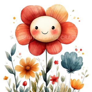 11 Smiling Flowers, Happy Flowers Clipart, High Quality Jpgs, Digital ...