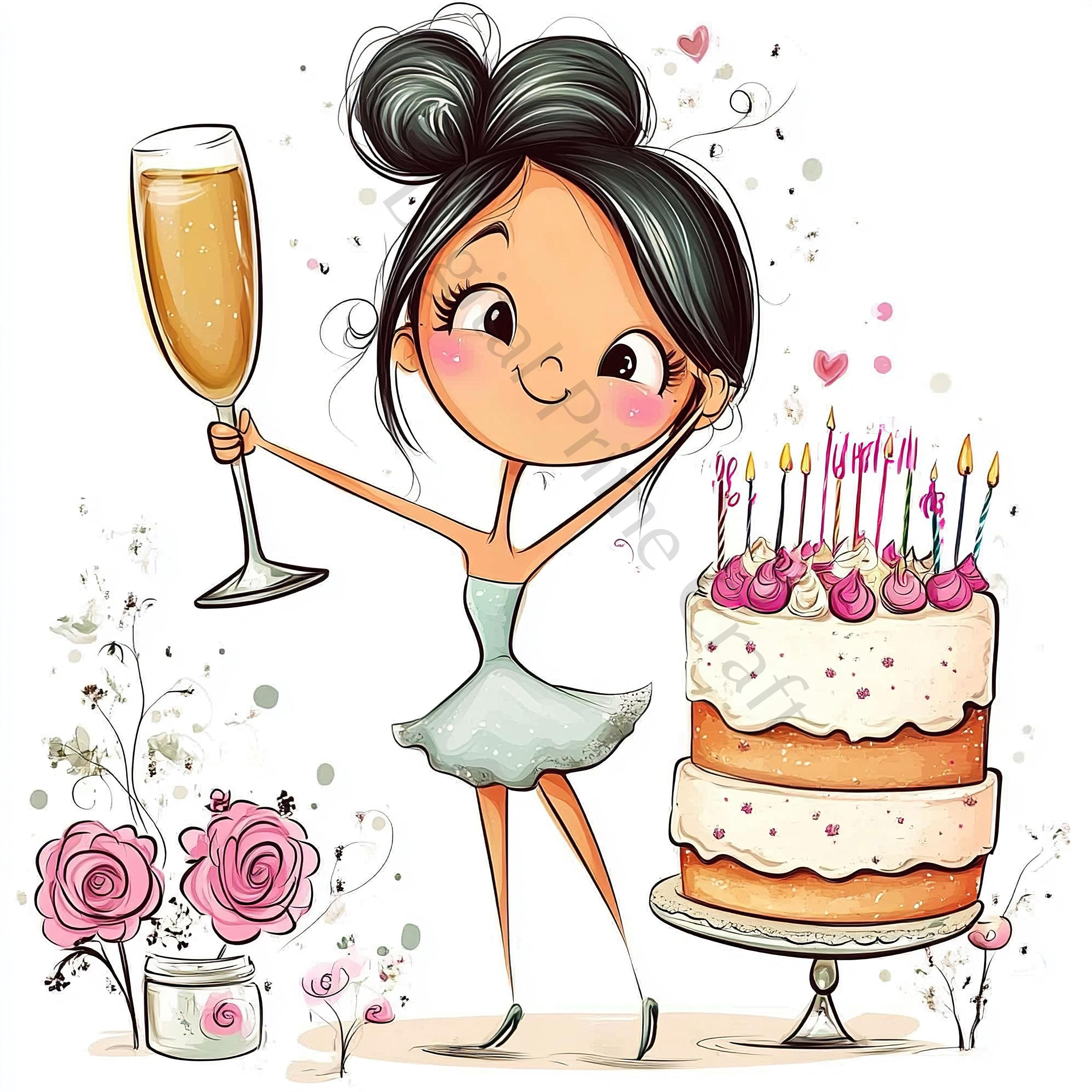 10 Quirky Birthday Girl Clipart, Birthday Clipart, Birthday Girl, High ...