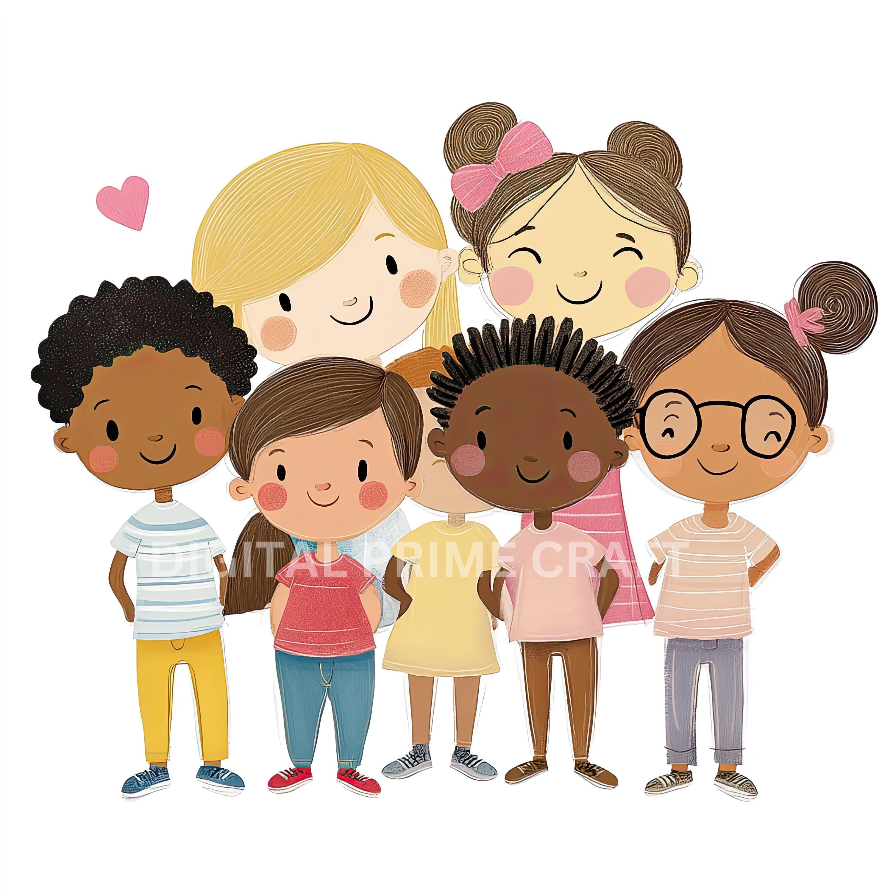 10 School Kids Clipart, Happy Kids Clipart, High Quality Jpgs, Digital ...