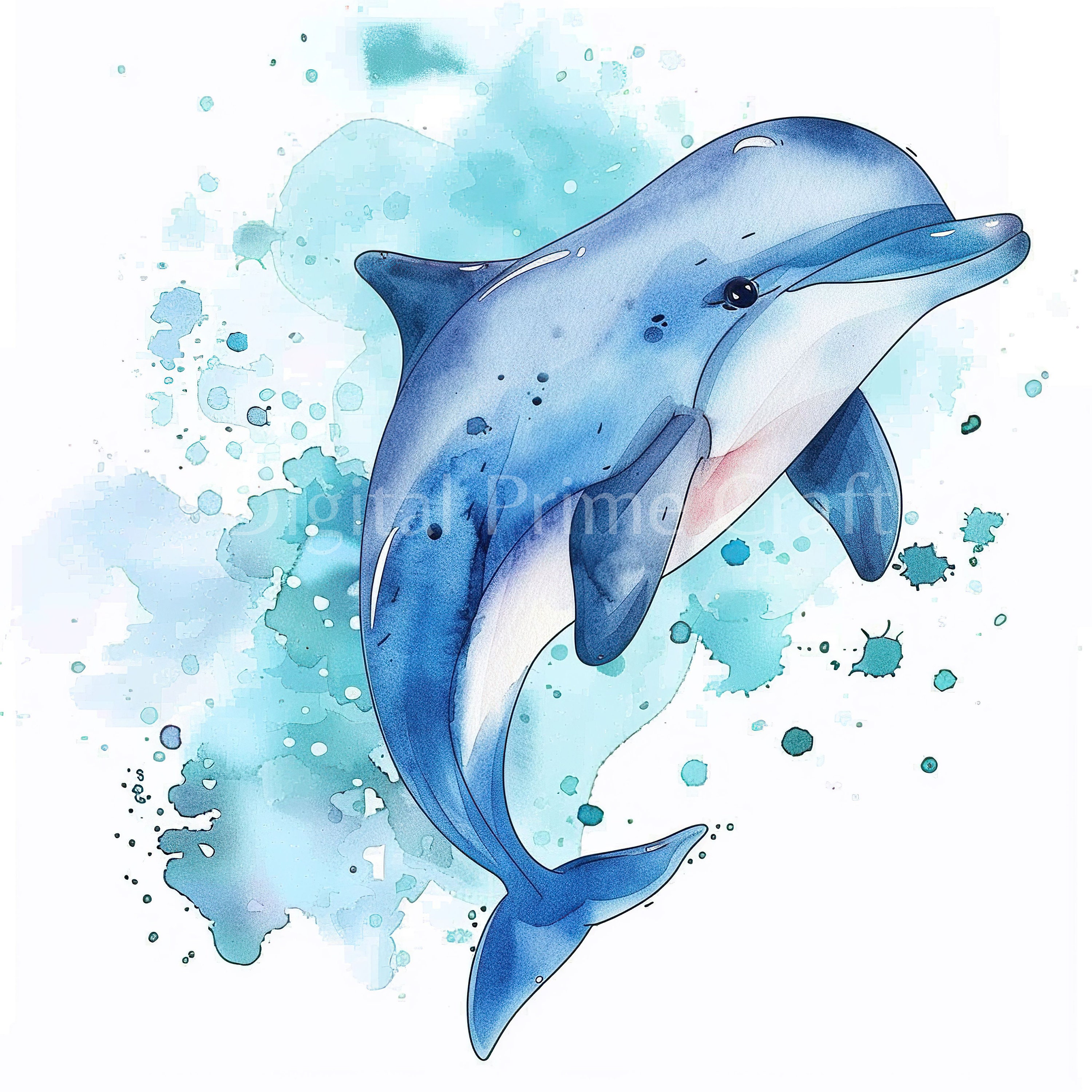 12 Watercolor Dolphin Clipart, High Quality Jpg Images, Digital ...