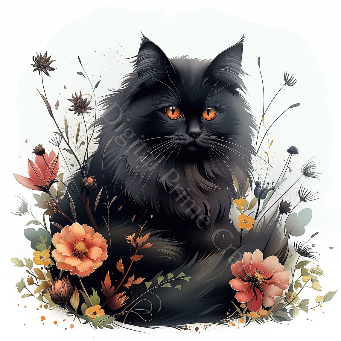 12 Cat in Flowers Clipart, Kitten Clipart ,high Quality JPG Files ...