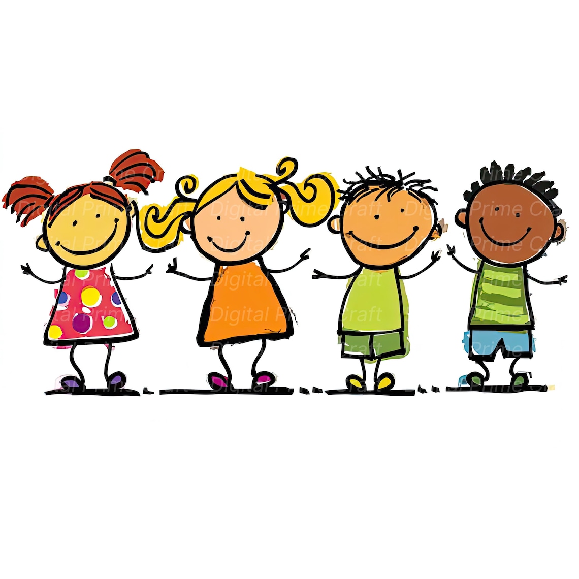 10 Happy Kids Clipart, Kids Clipart, Colorful Kids, High Quality Jpgs ...